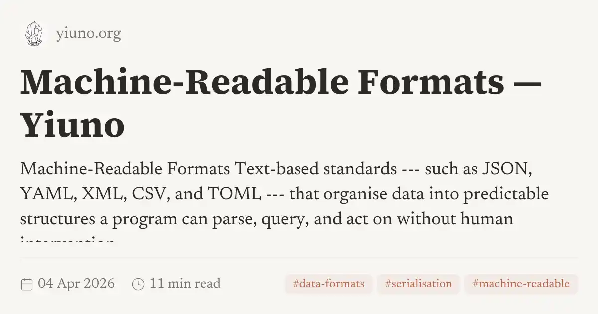 Machine-Readable Formats — Yiuno